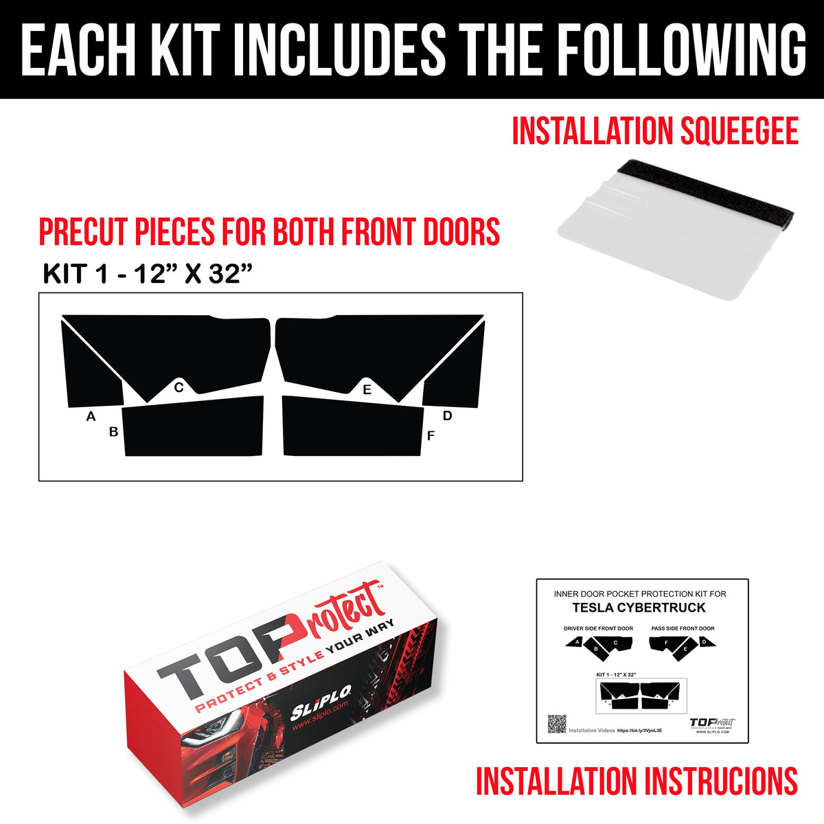 Tesla Cybertruck Cargo & Front Door Pocket Protection Vinyl Overlay Kit ...