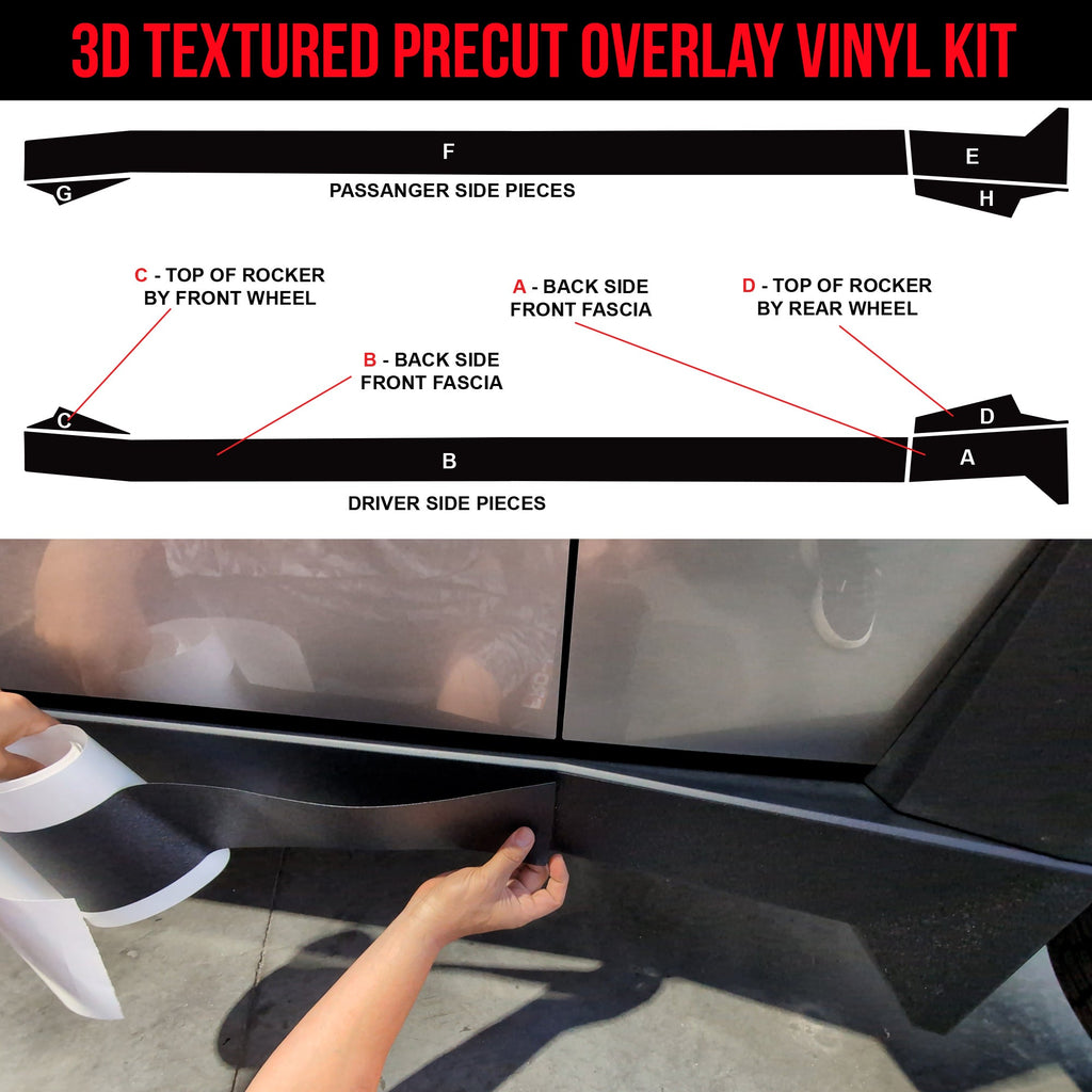 TOProtect Tesla Cybertruck Rocker Panel Vinyl Wrap - Bed Liner Look ...