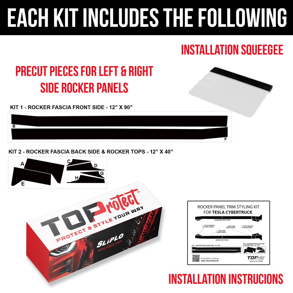 TOProtect Tesla Cybertruck Rocker Panel Vinyl Wrap - Bed Liner Look ...