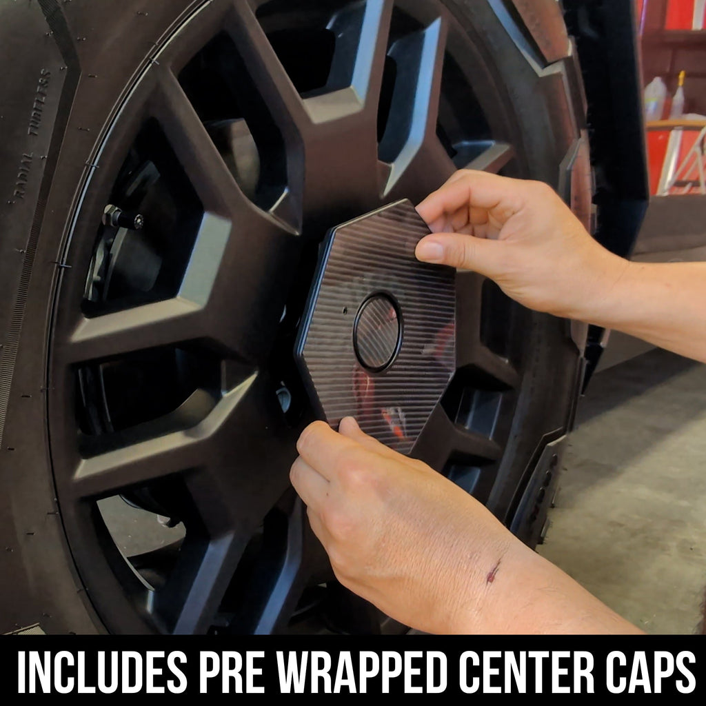 Tesla Cybertruck Carbon Fiber Wheel Wrap Kit & Center Caps | TOProtect ...